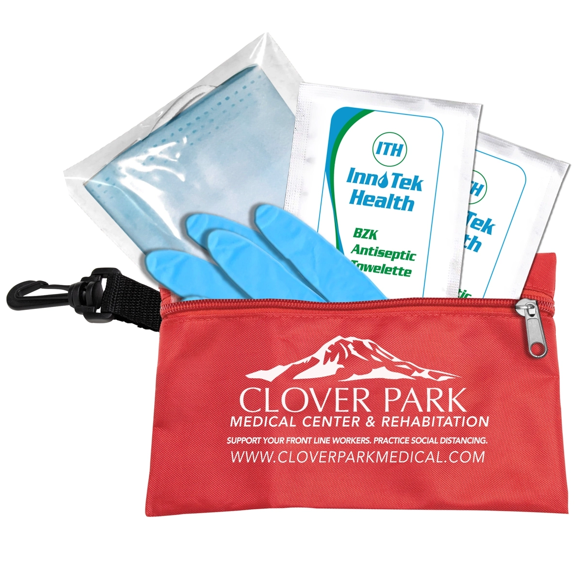 Protective Antiseptic Promotional First Aid Kit w/ 3-Ply Mask