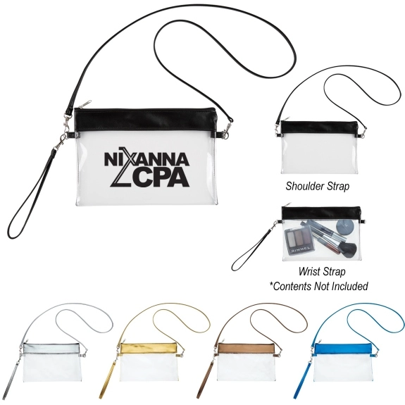 Clear PVC Custom Pouch w/ Detachable Strap | Promotional Bags | ePromo