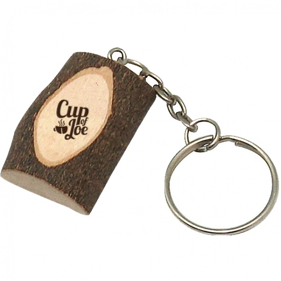 Small Twig Shaped Natural Wood Custom Keychain | Promotional Keyring