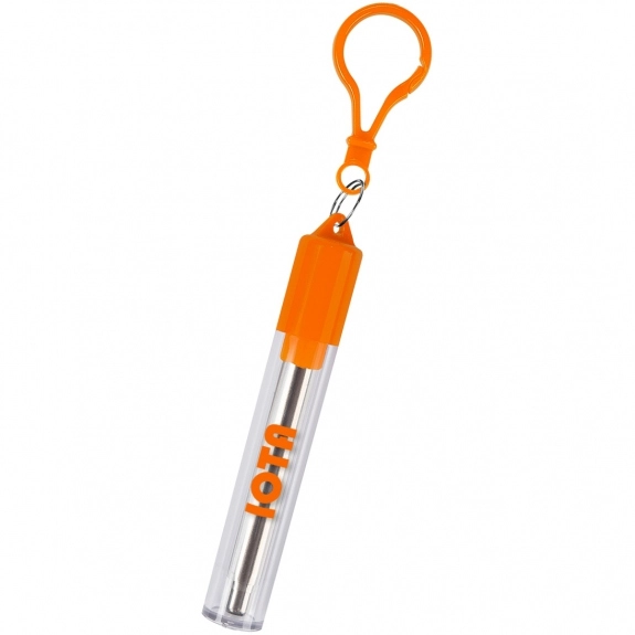 Stainless Steel Collapsible Custom Straw w/ Travel Keychain Case