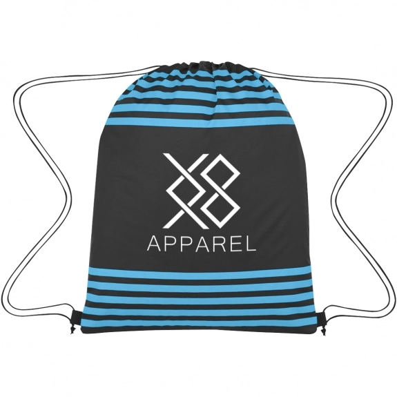 Striped Sports Custom Drawstring Bag - 13.5w x 17.75h| ePromos