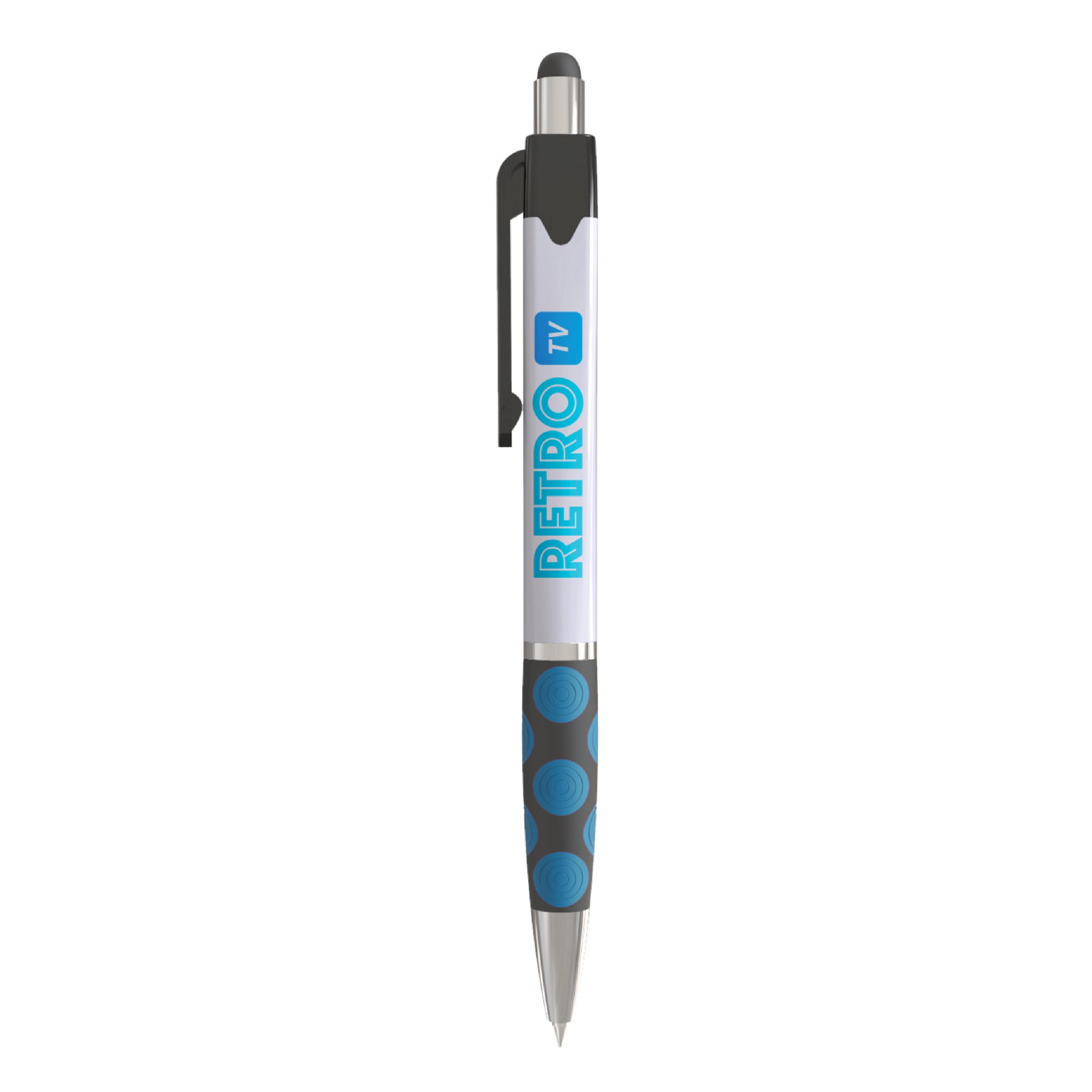 Full Color Square Ad Promotional Stylus Pen w/ Rubber Grip | Logo Pen