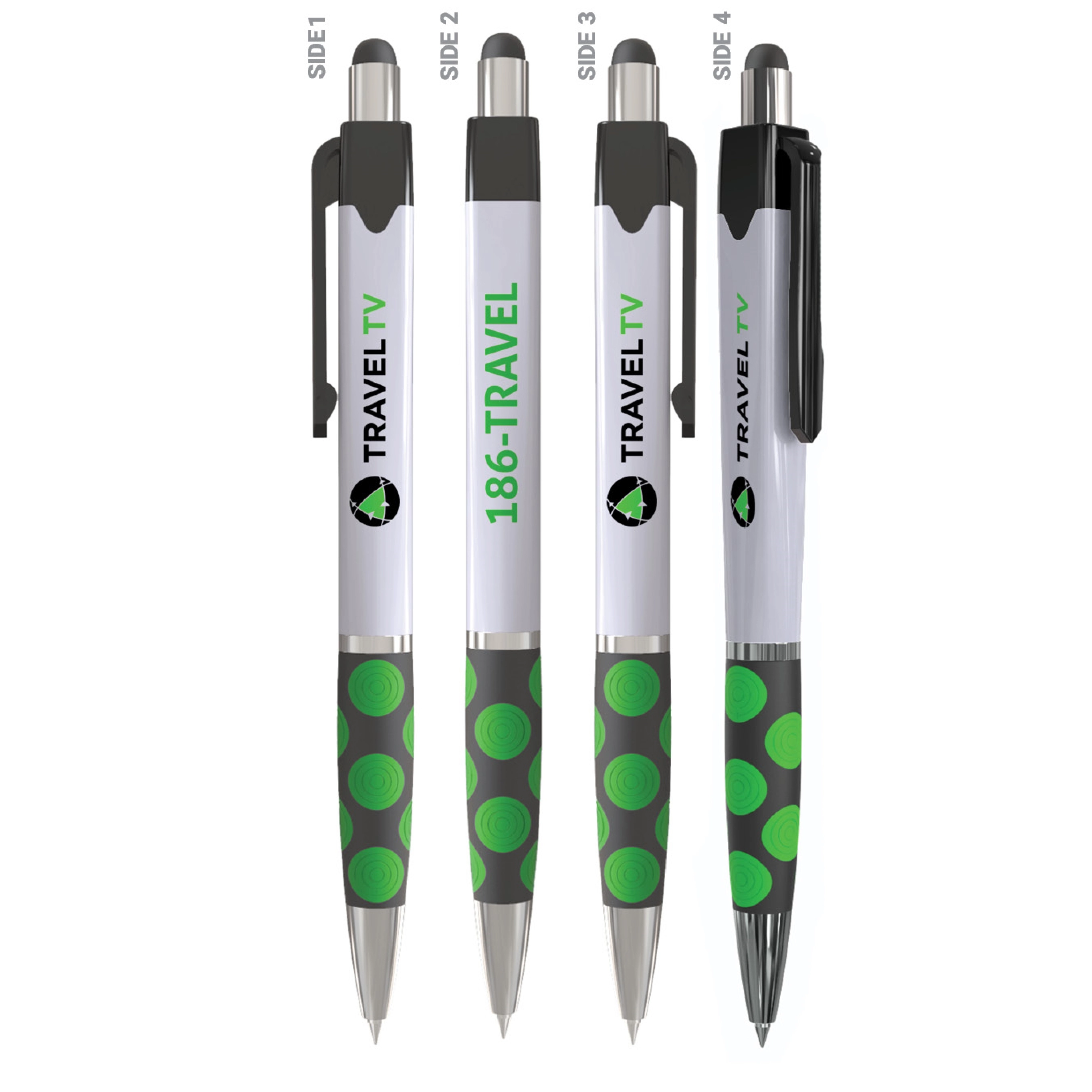 Full Color Square Ad Promotional Stylus Pen w/ Rubber Grip | Logo Pen